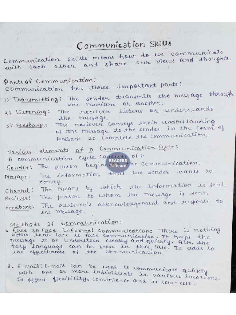 Communication Skills Question Based | PDF