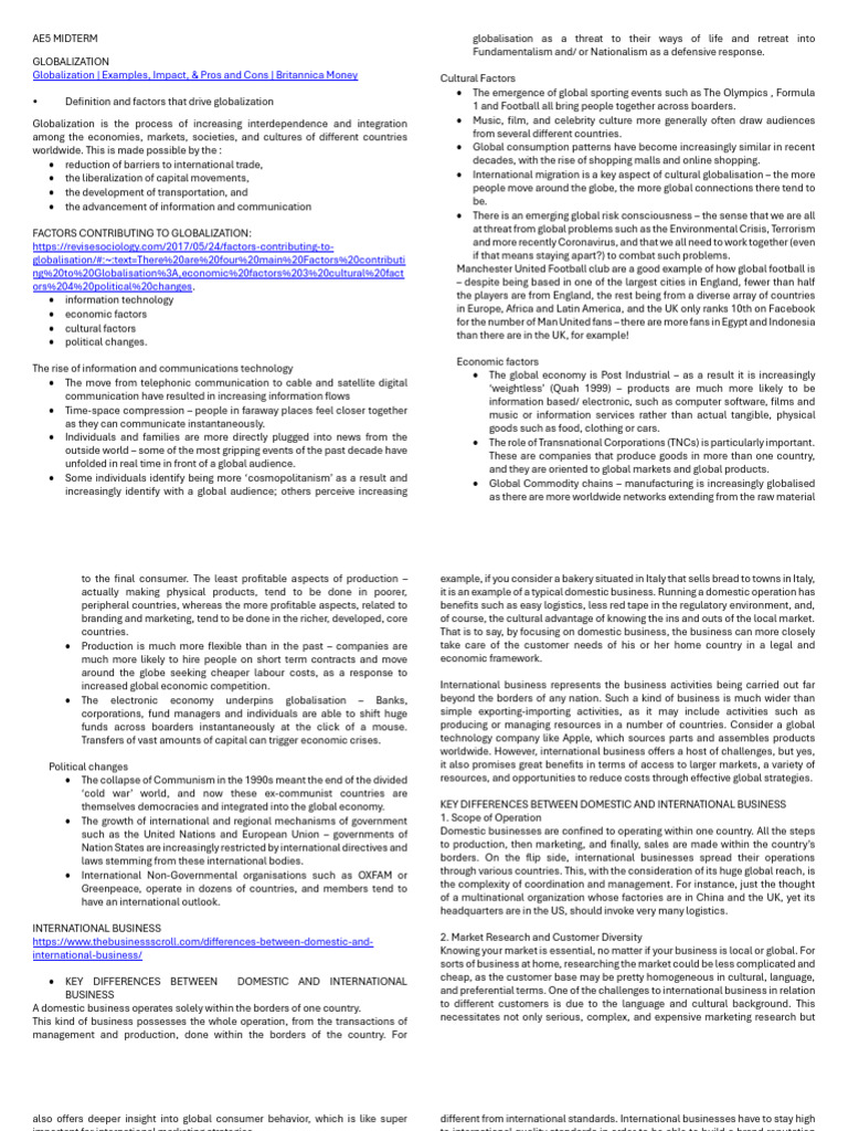 Understanding Globalization Factors | PDF | Globalization | Economies