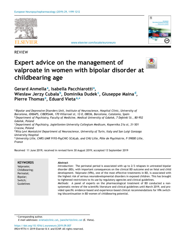 Valproate Management in Bipolar Women | PDF | Antipsychotic | Olanzapine