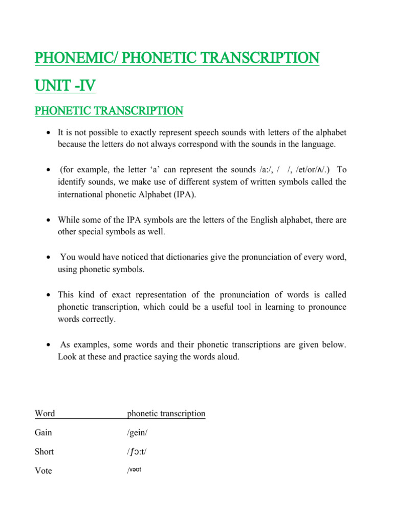 Phonemic Transcription & Stress | PDF | Verb | Stress (Linguistics)