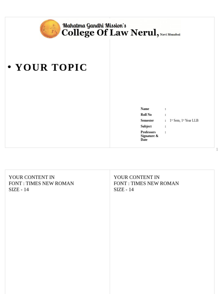 1st Sem LLB PPT Template (Proposed) | PDF