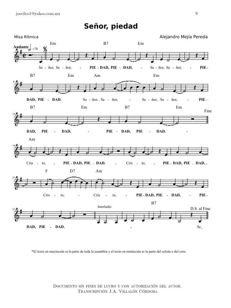 Señor Ten Piedad - Misa Ritmica - Alejandro Mejia Pereda | PDF