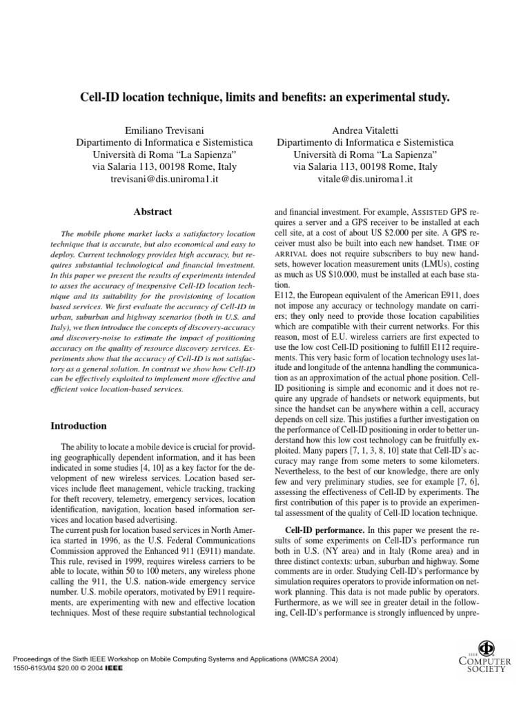 Cell - Id Location Technique Limits and Benefits | PDF | Speech ...