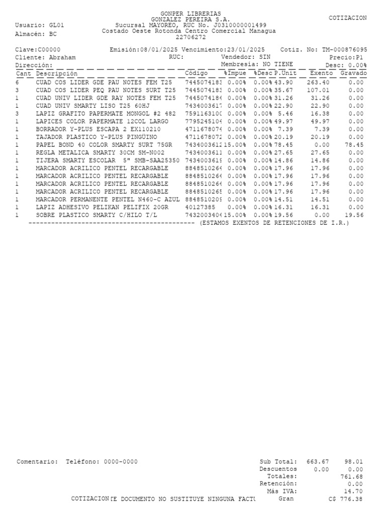 Lista Abraham | PDF | Grafito | Implementos de escritura