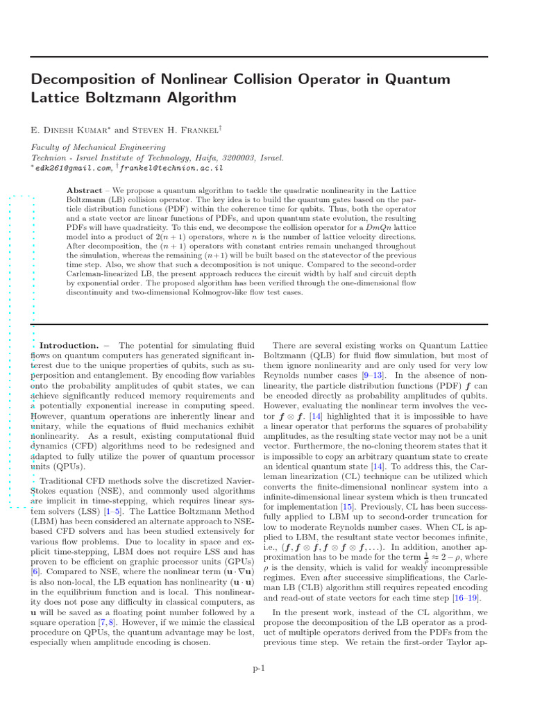 Quantum Lattice Boltzmann Method Decomposition | PDF | Computational ...