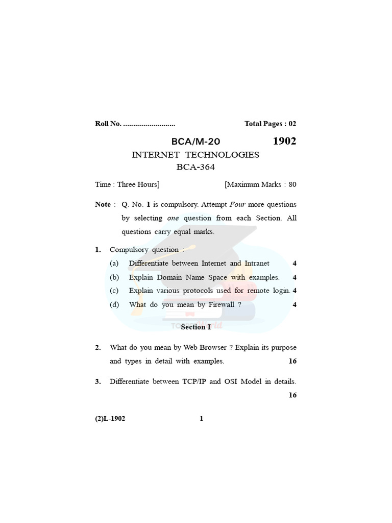 Internet Technologies Exam Guide | PDF