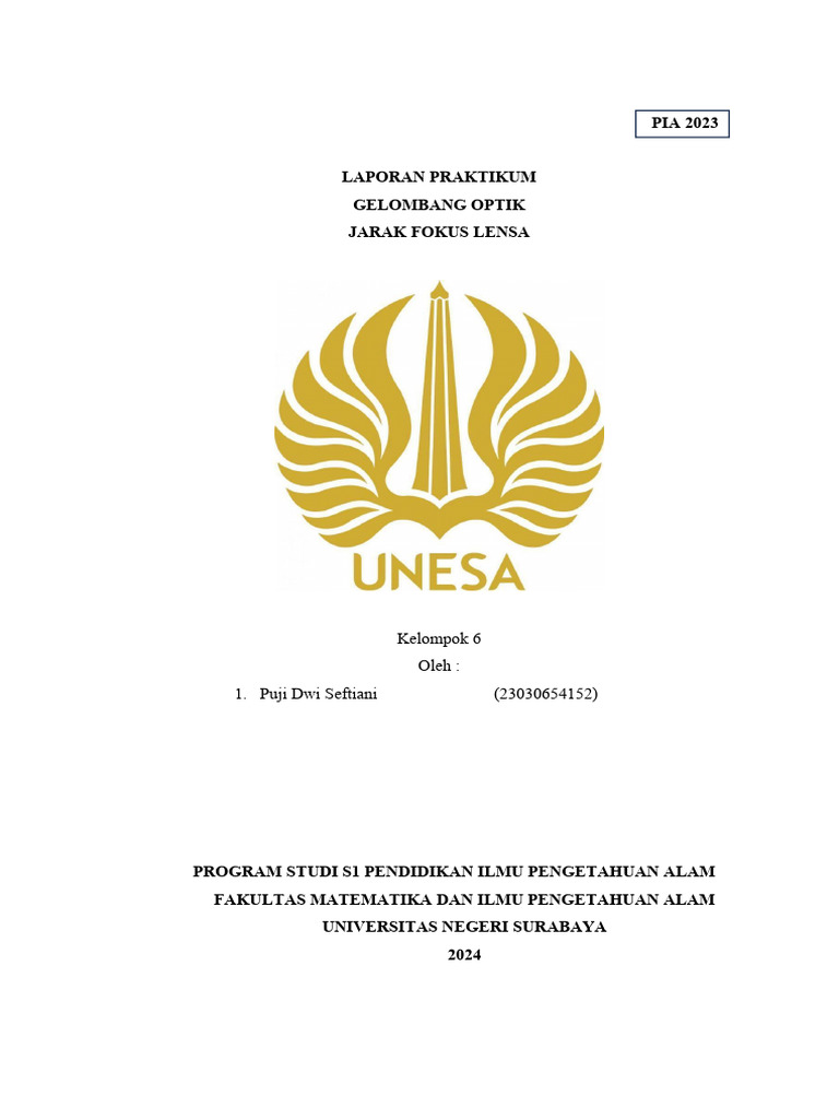 Laprak Jarak Fokus Lensa_Puji Dwi Seftiani_152 | PDF