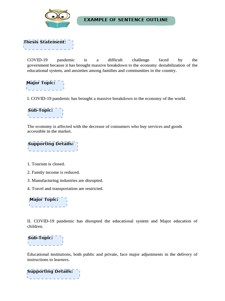 Example of Topic and Sentence Outline | PDF | Mental Disorder | Anxiety