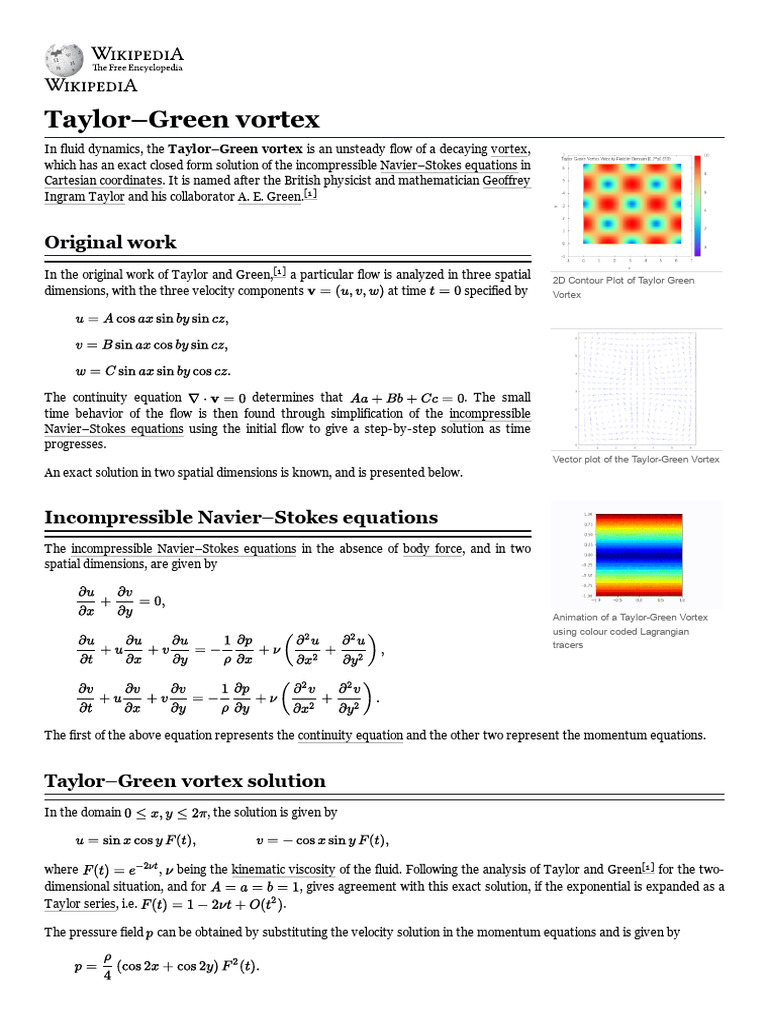 2D Taylor-Green Vortex Analysis | PDF | Mechanical Engineering | Fluid ...