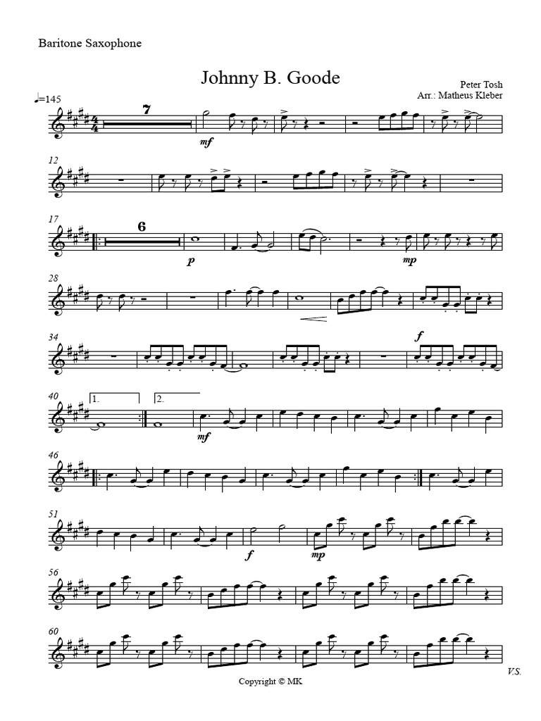 Johnny B Goode Johnny B Goode Baritone Saxophone | PDF