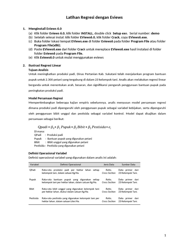 Regresi Dengan Eviews | PDF