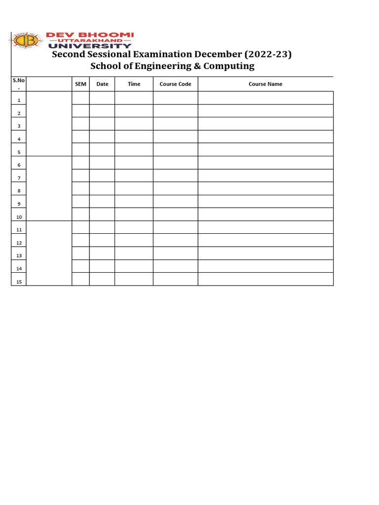 2nd Sessional Date Sheet | PDF