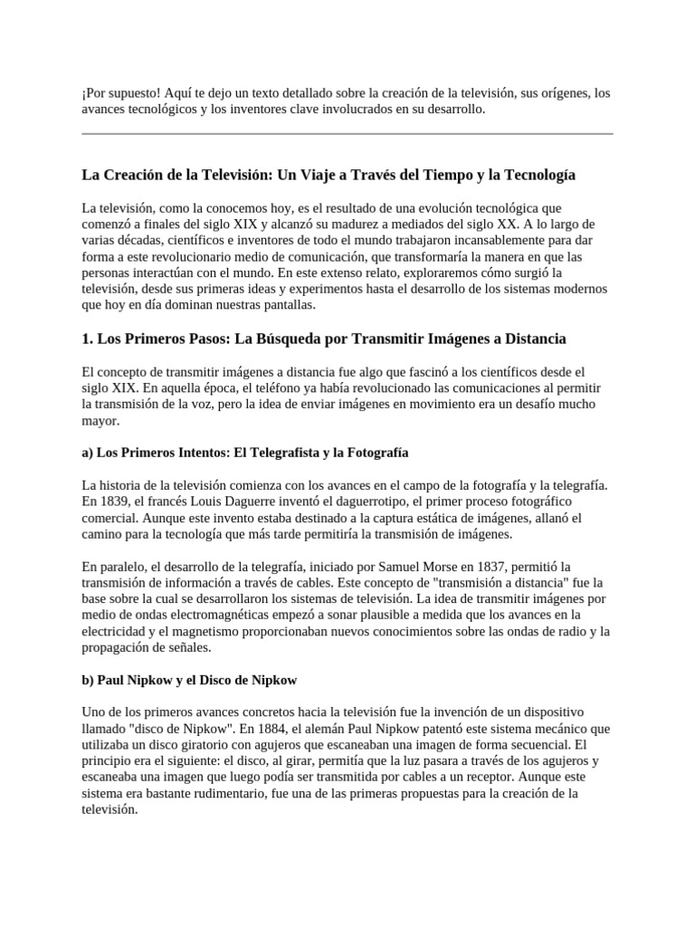 Historia y evolución de la televisión | PDF | Televisión | Televisión ...