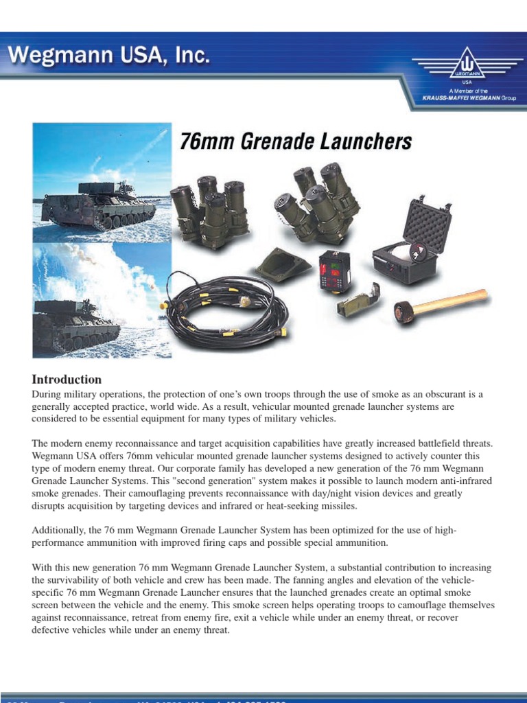 Wegmann 76mm Grenade Launchers | PDF | Ammunition | Vacuum Tube