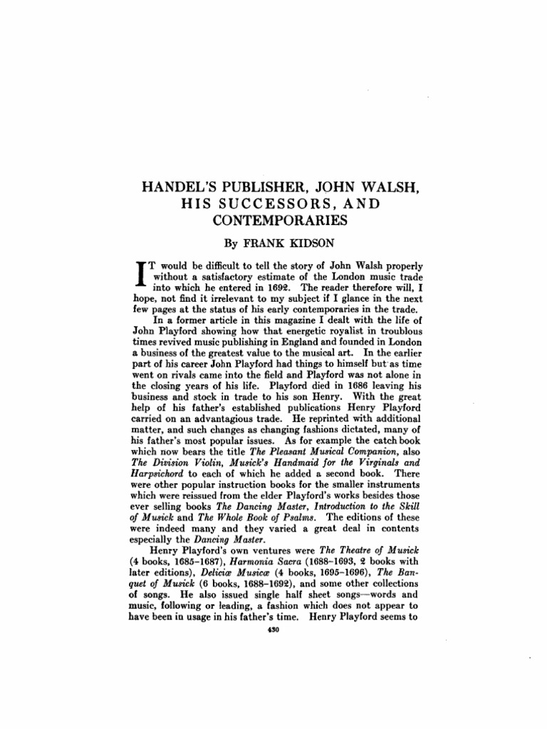 John Walsh and the London Music Trade | PDF | George Frideric Handel ...