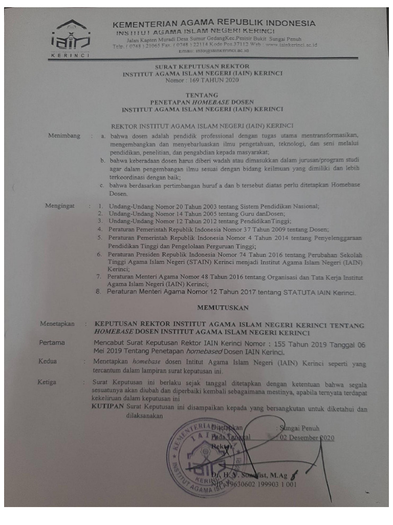 SK Homebase Desember 2020 | PDF