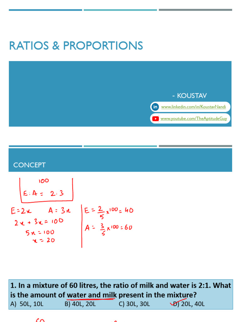 Apti QA Ratios and Proportions SOL | PDF | Ratio