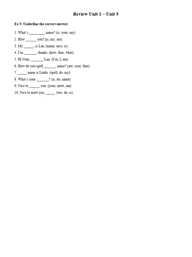 Grade 3 Global - Review U1-U5 Ex 5 | PDF