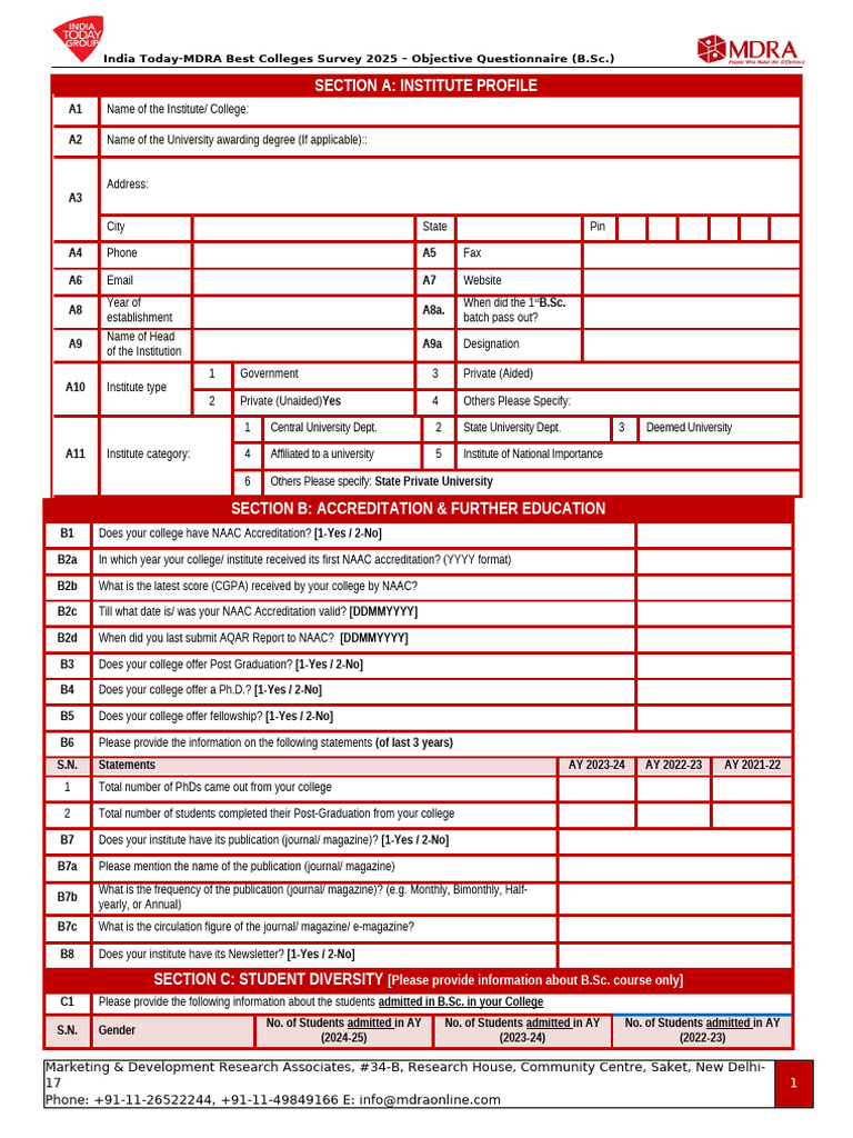 Objective QSNR ITG MDRA - B.SC - 2025 | PDF