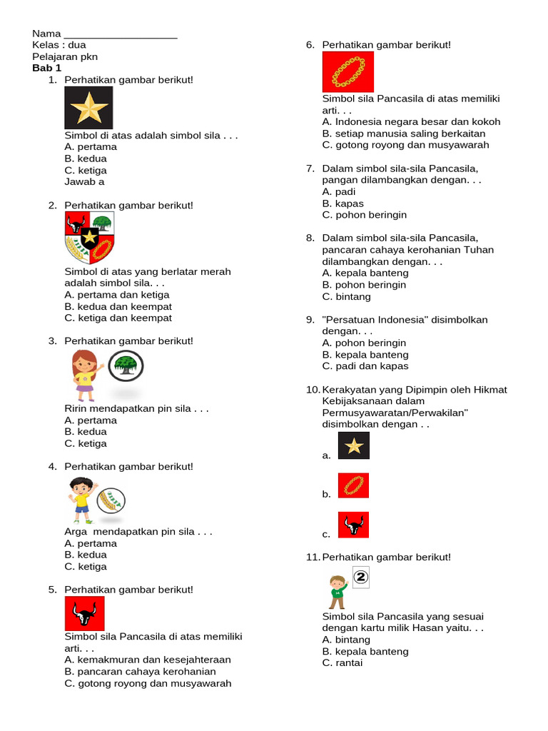 Kumpulan Soal PKN Kelas 2 Semester 1 2024 Baru | PDF