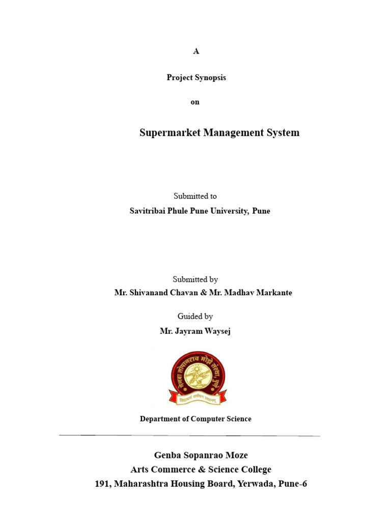 synopsis shivanand and madhav | PDF | Point Of Sale | Computing
