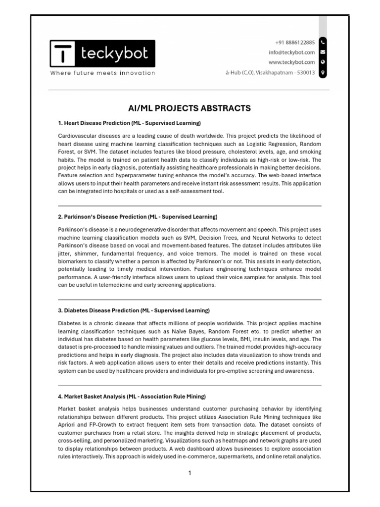 AI - ML Projects Titles With Abstracts | PDF | Machine Learning ...