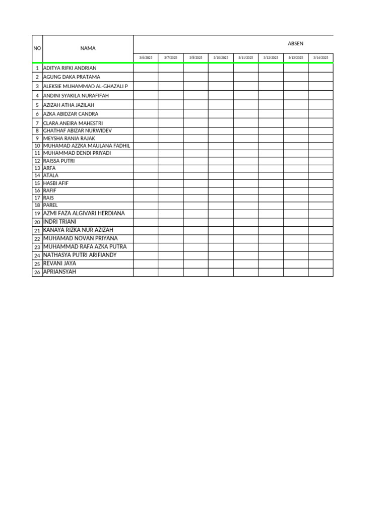 Absen Murid Ramadhan 2025 | PDF