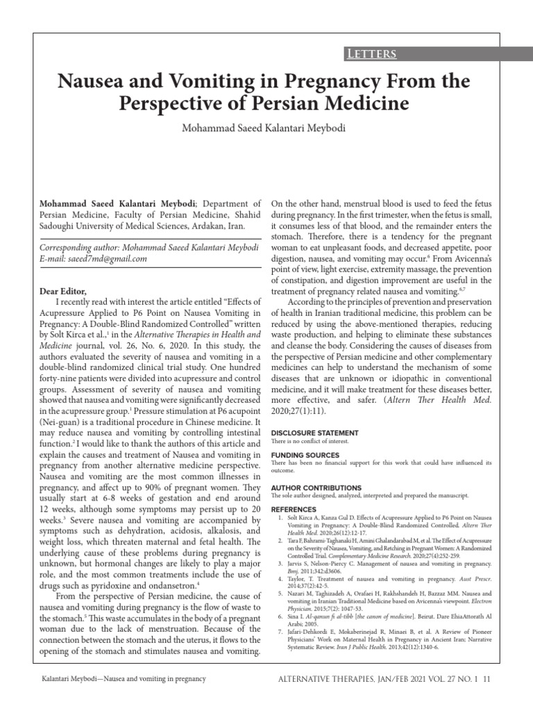 jurnal nausea and vomiting | PDF | Pregnancy | Acupressure