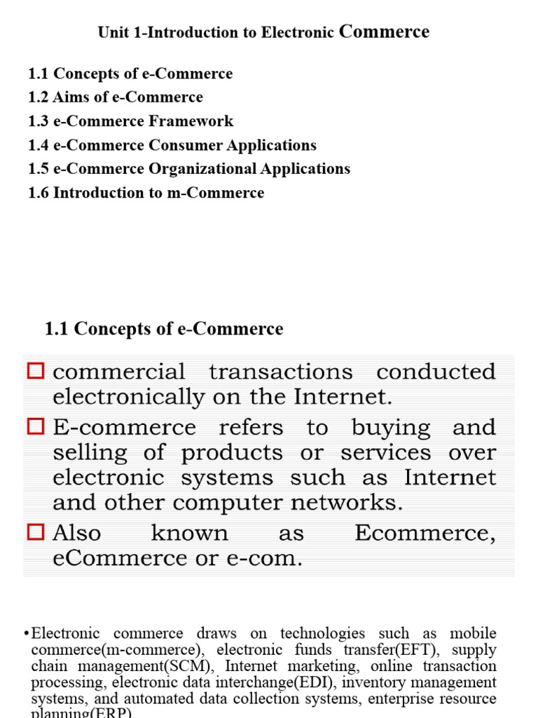 Unit 1 Introduction To Electronic Commerce | PDF | E Commerce | World Wide Web