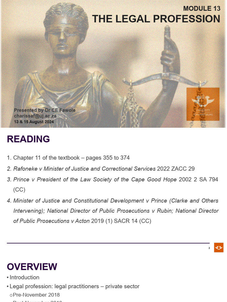 2024 Legal Profession Lecture Slides | PDF | Advocate | Lawyer
