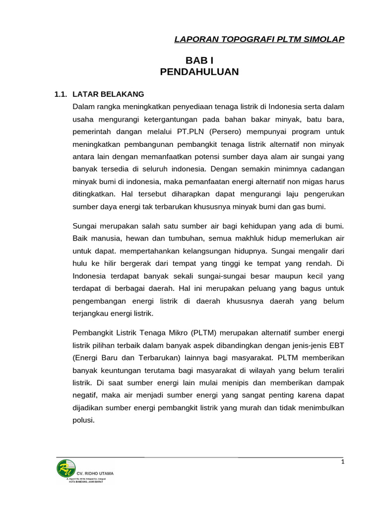 02. Laporan PLTM Simolap | PDF