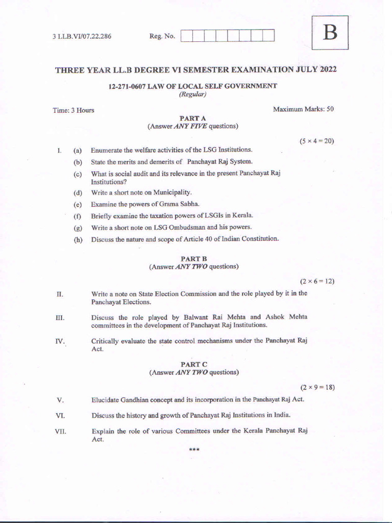 Law of Local Self Government Jul 2022 | PDF