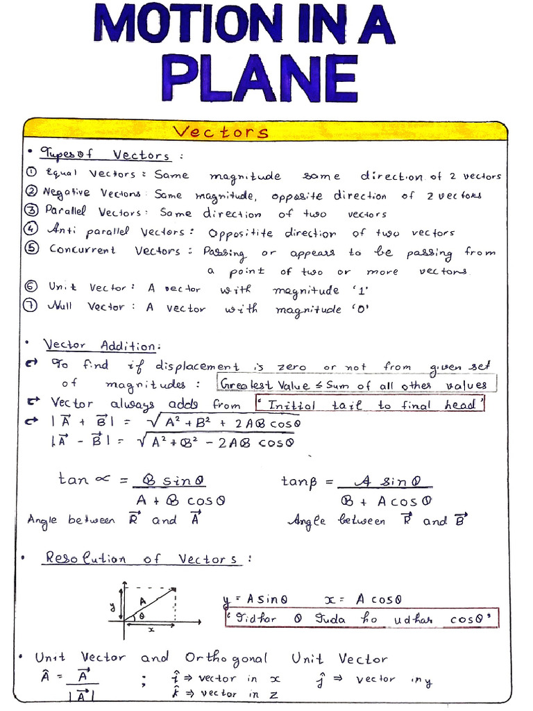 3motion in A Plane | PDF