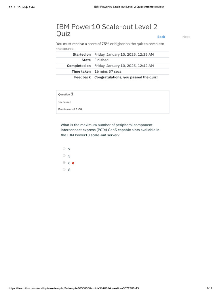3) IBM Power10 Scale-Out Level 2 Quiz - Attempt Review - 2 | PDF | Scalability | Virtualization