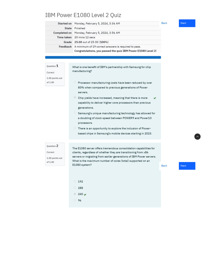 IBM Power E1080 Level 2 Quiz Results | PDF | Computer Engineering ...