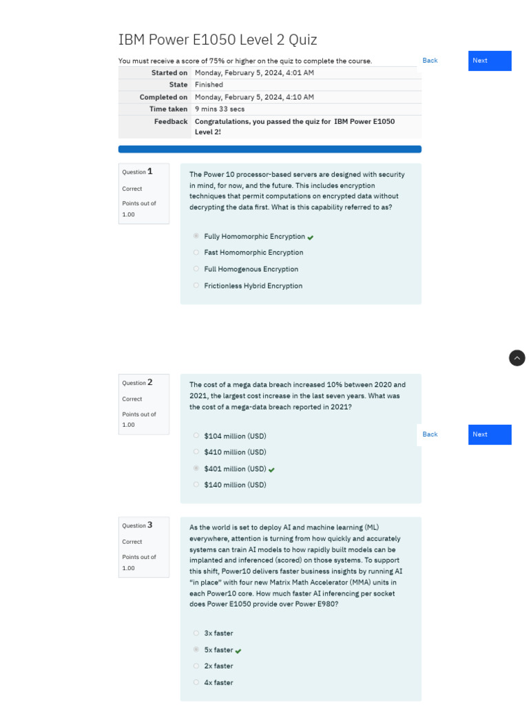 IBM Power E1050 Level 2 Quiz Results | PDF | Virtualization | Cloud ...
