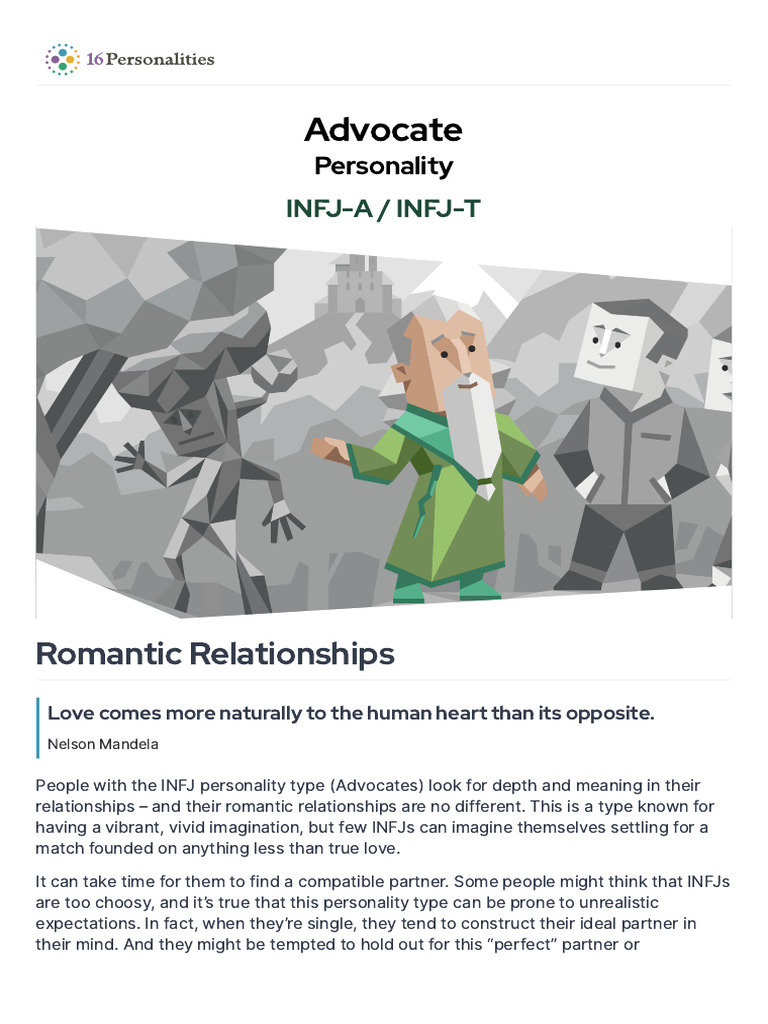 Romantic Relationships INFJ Personality Advocate 16personalities | PDF | Love | Psychological ...