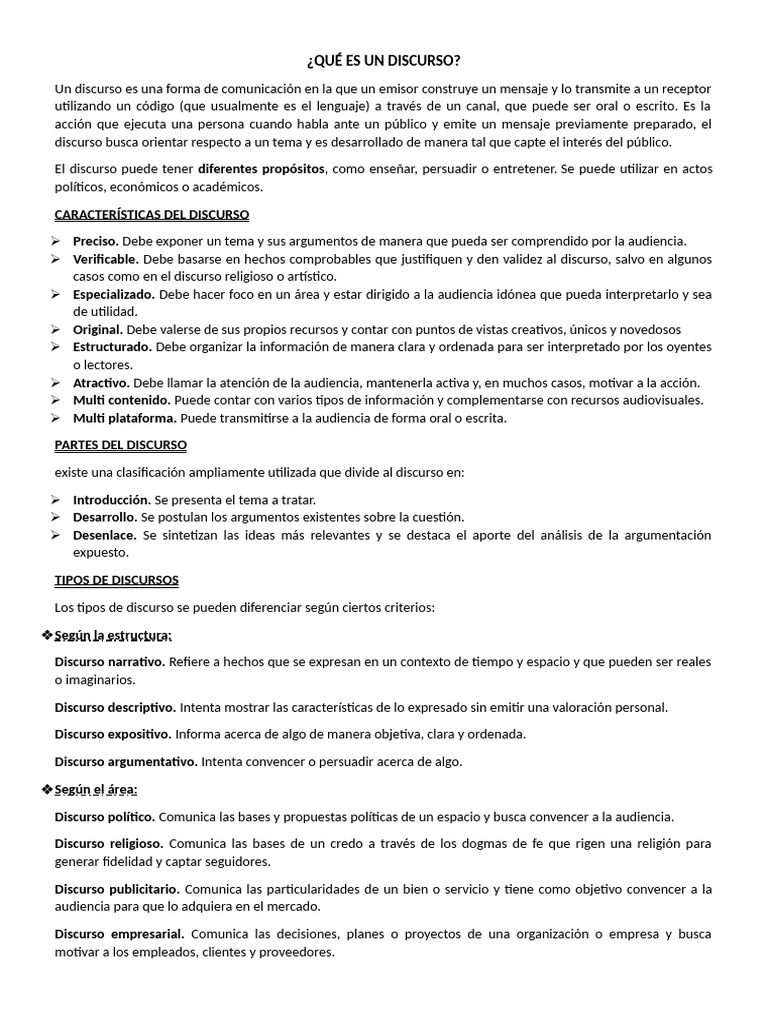 Qué Es Un Discurso | PDF | Hablar en público