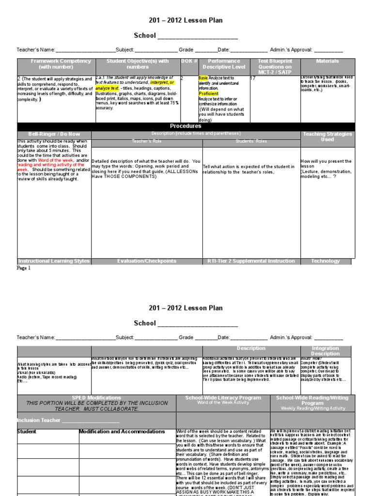 Lesson Plan Template | PDF | Lesson Plan | Teachers