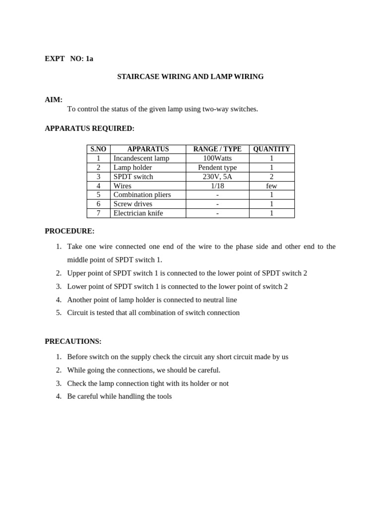 1a.staircase Wiring and Lamp Wiring | PDF