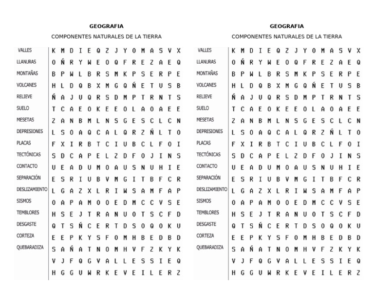Sopa de Letras Componentes Naturales | PDF