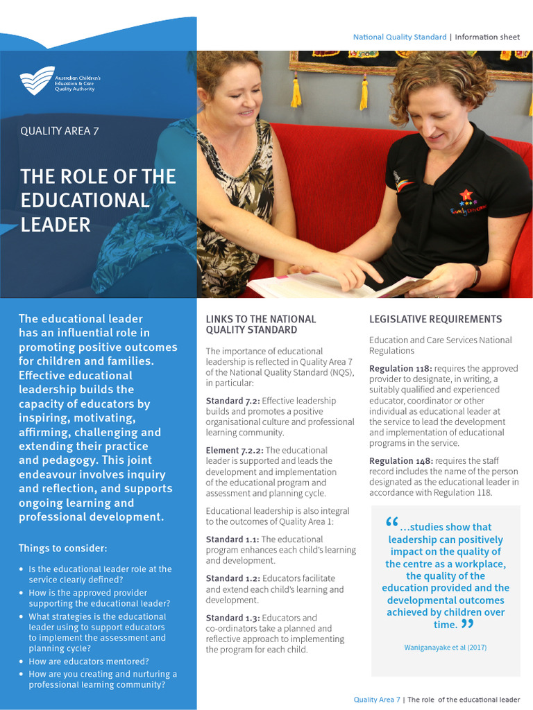Role of Educational Leadership in NQS | PDF | Teachers | Mentorship