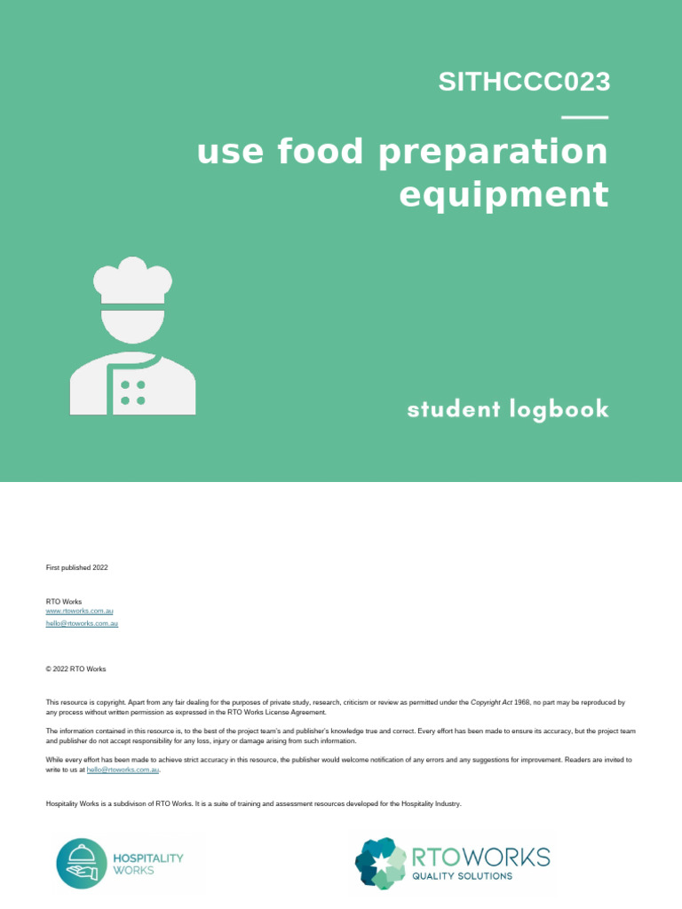 SITHCCC023 Student Logbook | PDF | Knife | Accuracy And Precision