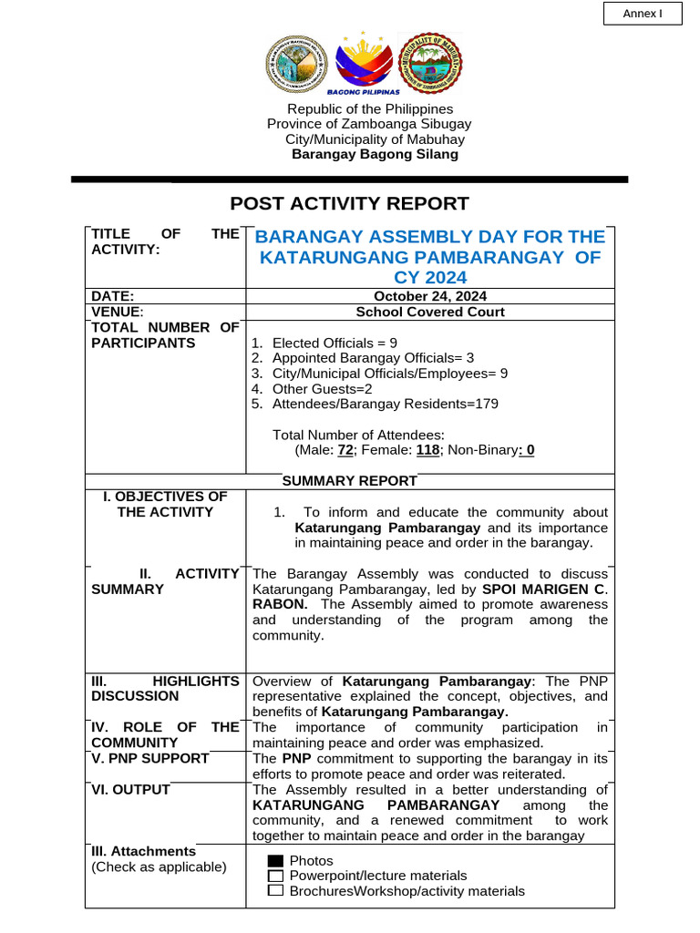 Annex I Post Activity Report Template | PDF