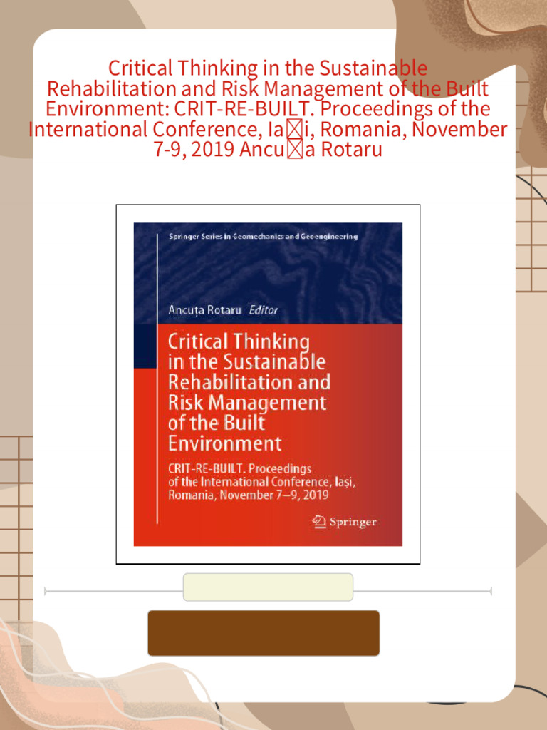 Critical Thinking in the Sustainable Rehabilitation and Risk Management ...