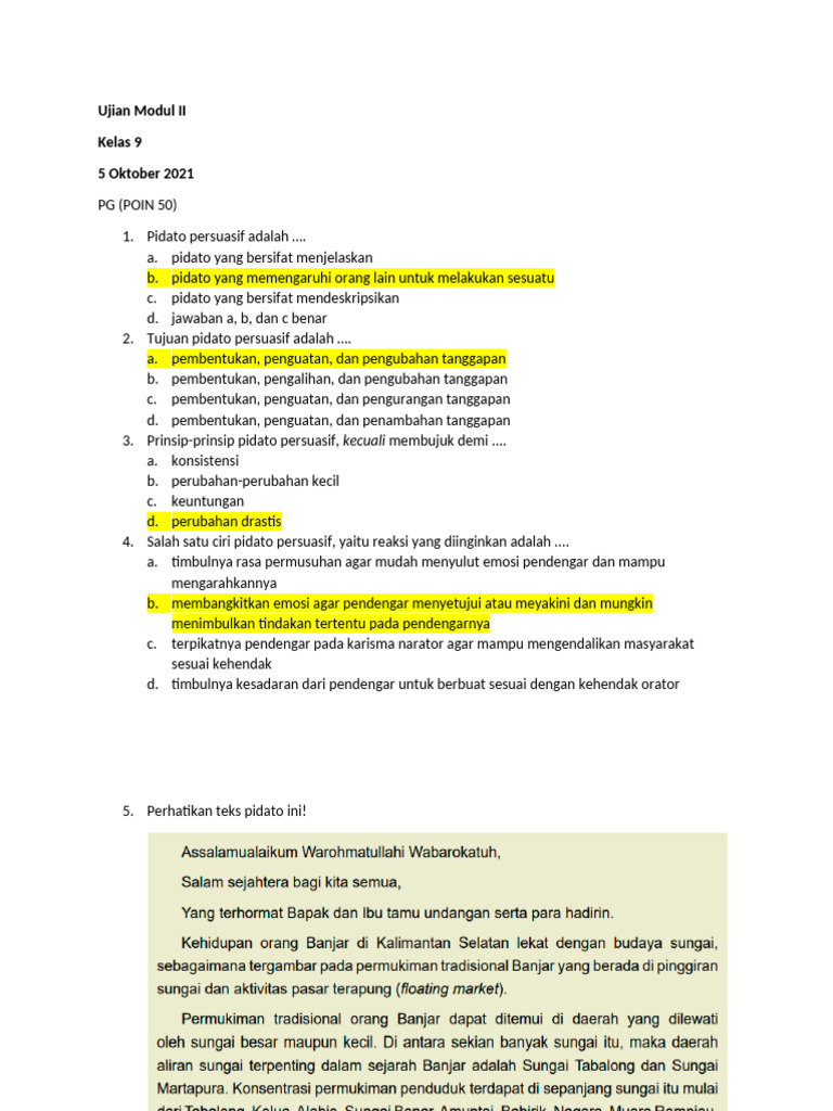 Soal Ujian Modul 13 Bahasa Indonesia | PDF