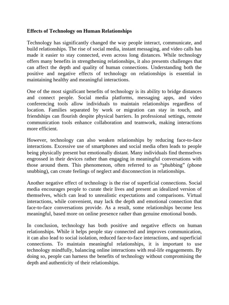 Negative Impacts of Technology on Relationships | PDF | Social Media ...