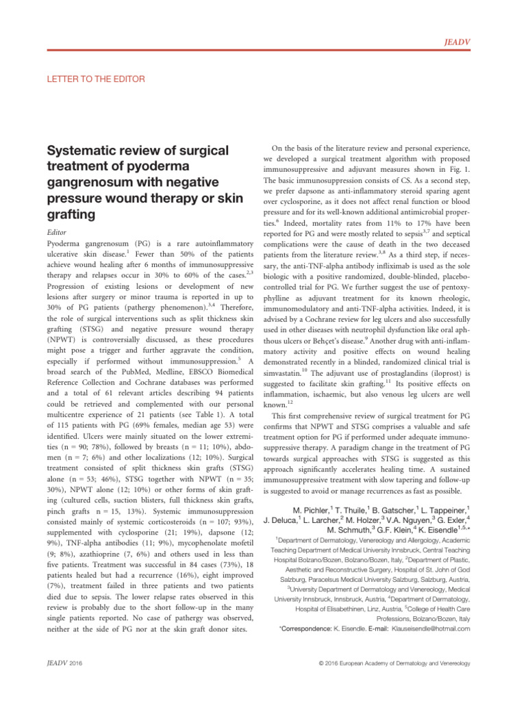 Surgical Treatments for Pyoderma Gangrenosum | PDF | Wound | Medicine