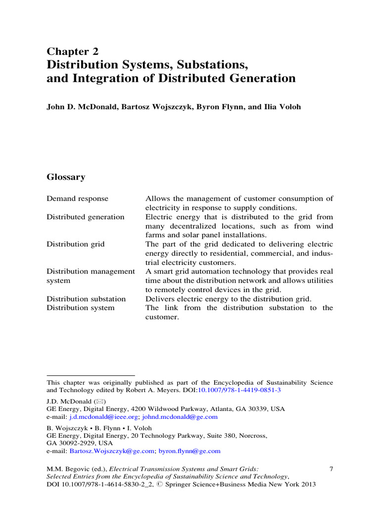 Distribution Systems, Substations, and Integration of Distributed Generation | PDF | Electricity ...