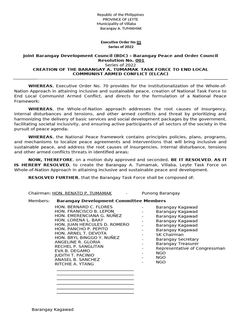 Resolution Elcac Creation Editable 1docx | PDF | Peace